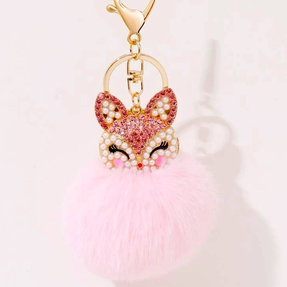 Miu Miu | Accessories | Cute Fox Crystal Pom Pom Keychain | Poshmark